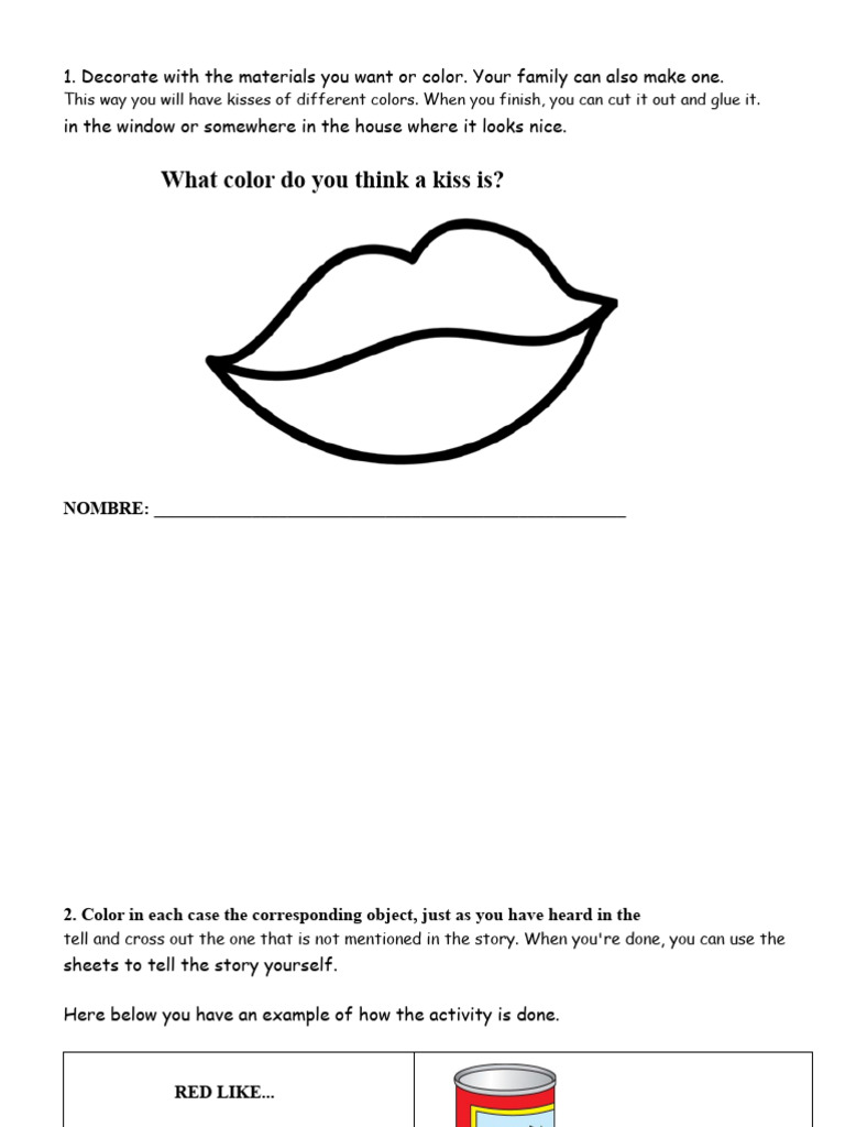 Activities Story of What Color Is A Kiss | PDF