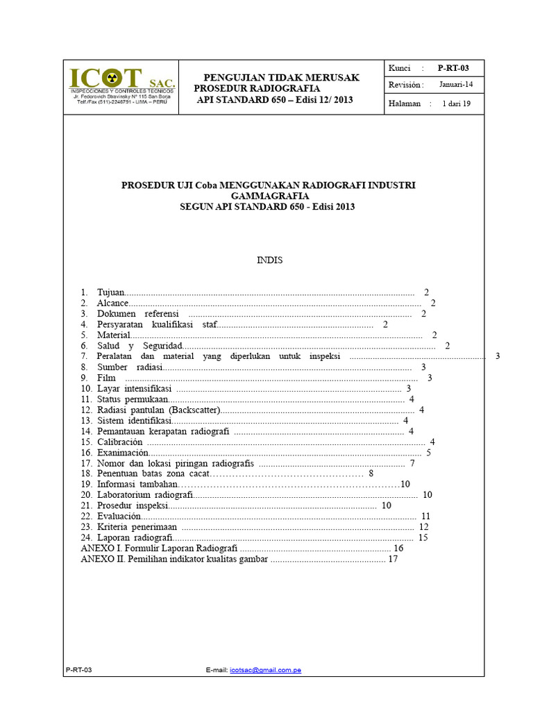 Prosedur Radiografi API 650 Edisi 2013 | PDF