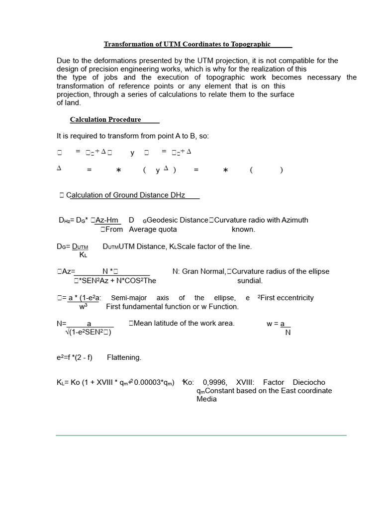 Transformation of UTM Coordinates To Topographic | PDF