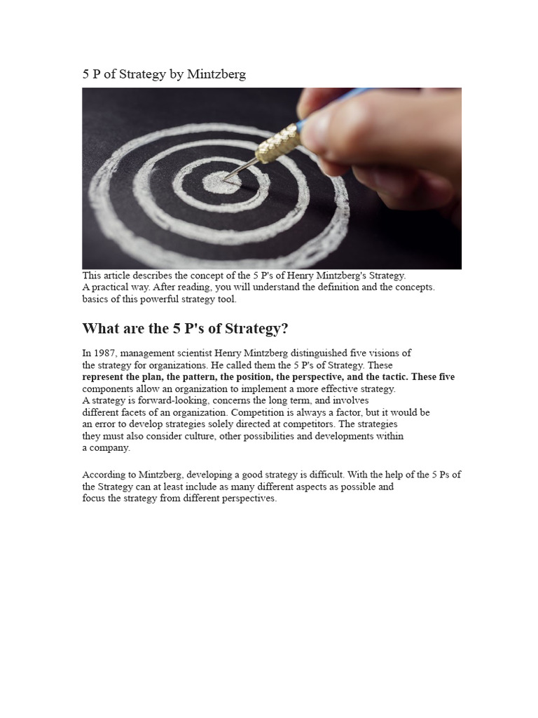 5 P of Strategy by Mintzberg | PDF | Competitive Advantage ...