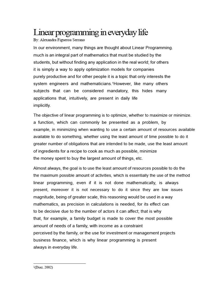 Everyday Applications of Linear Programming | PDF