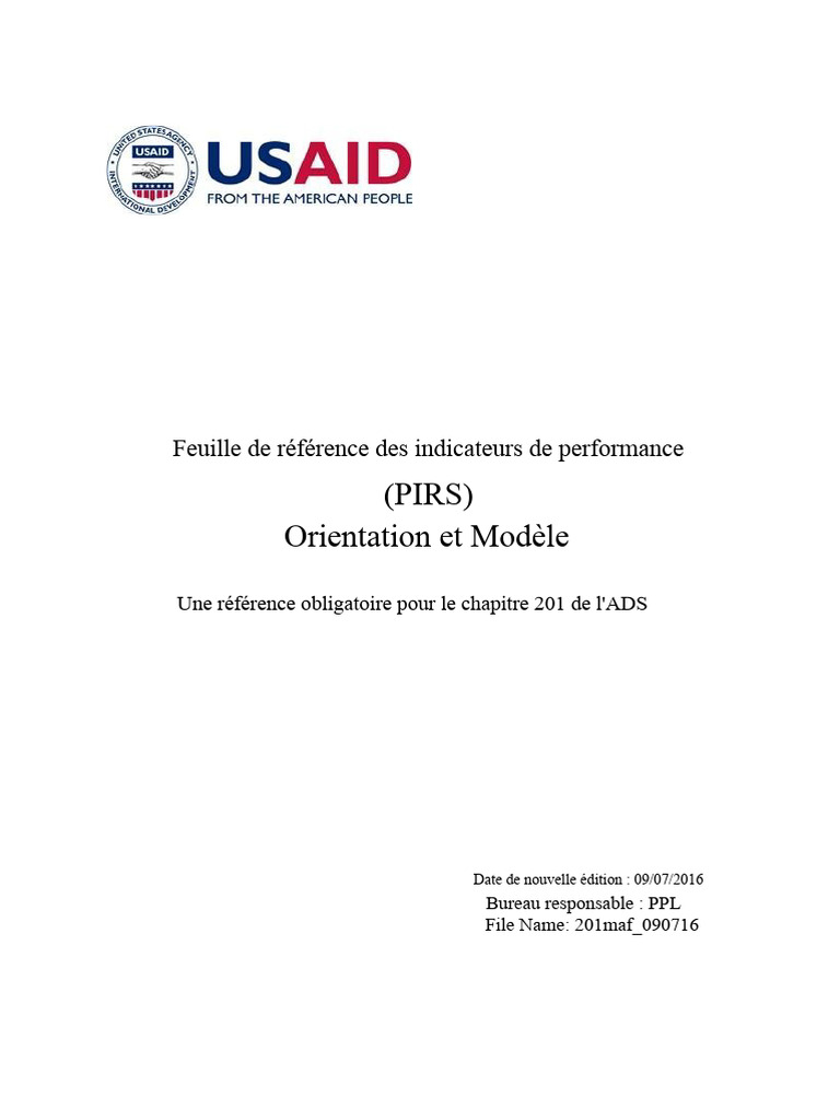 Feuille de référence PIRS USAID 201 | PDF