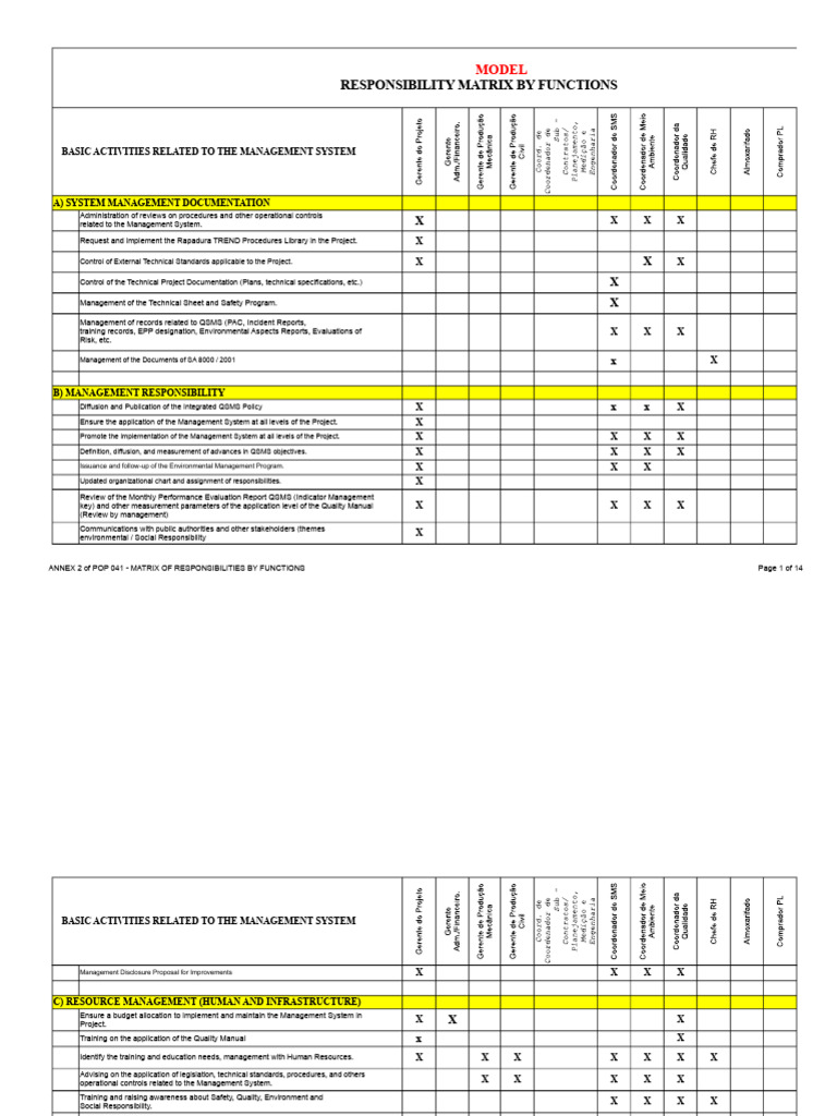 Responsibility Matrix - TEMPLATE | PDF | Risk | Business