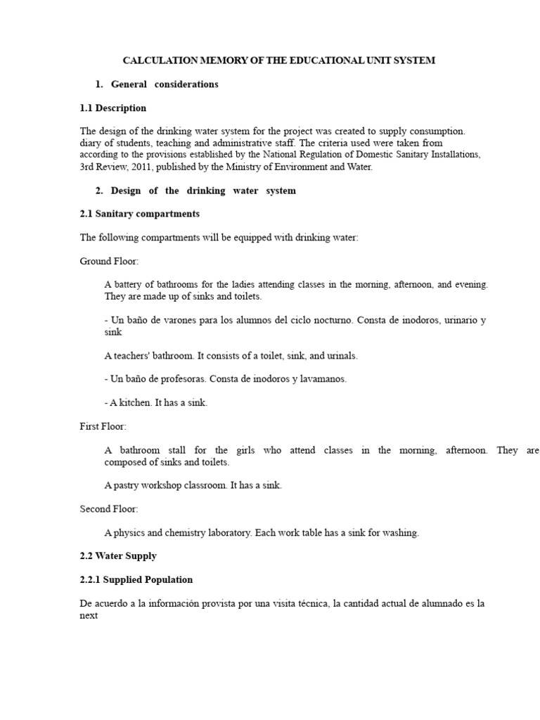 Drinking Water System Design Calculation | PDF | Chemical Engineering ...