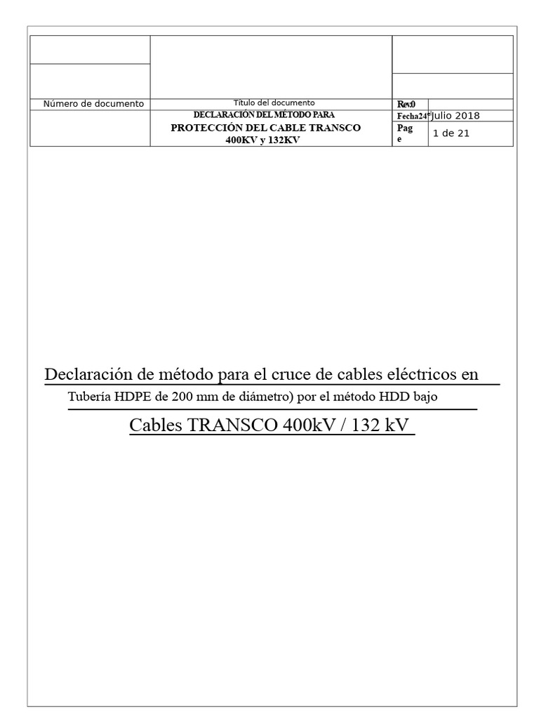 Método de Protección de Cables TRANSCO 400/132 kV | PDF | Seguridad y ...