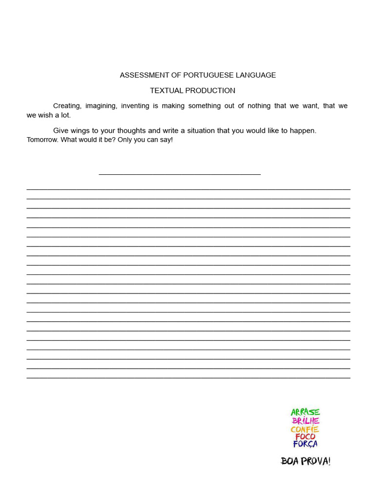Portuguese Language Assessment Text Production | PDF