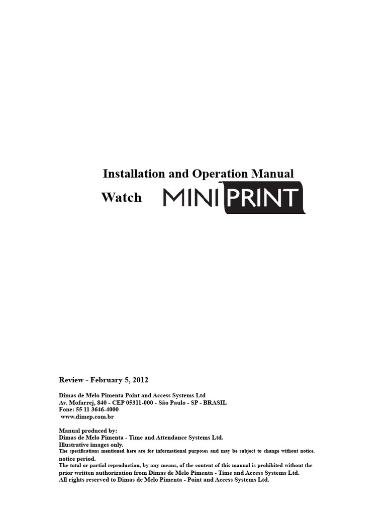 MINIPRINT Watch Manual.pdf | PDF | Identity Document | Biometrics