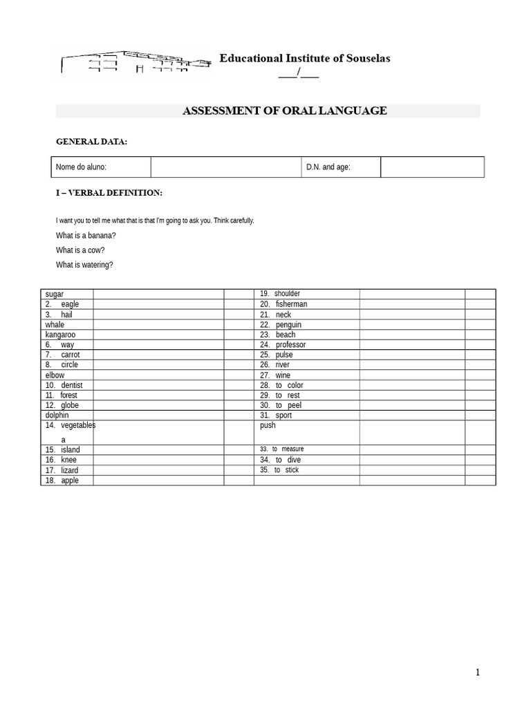 Oral Language Assessment Guide | PDF
