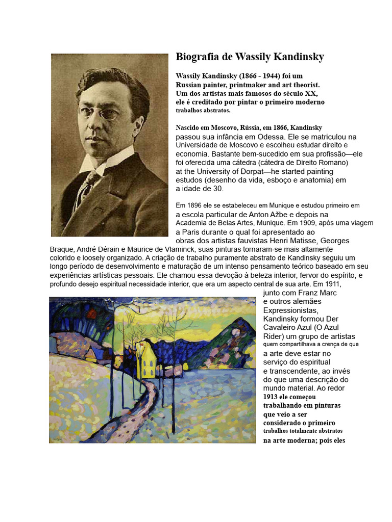Biografia de Wassily Kandinsky | PDF | Wassily Kandinsky | Arte abstrata