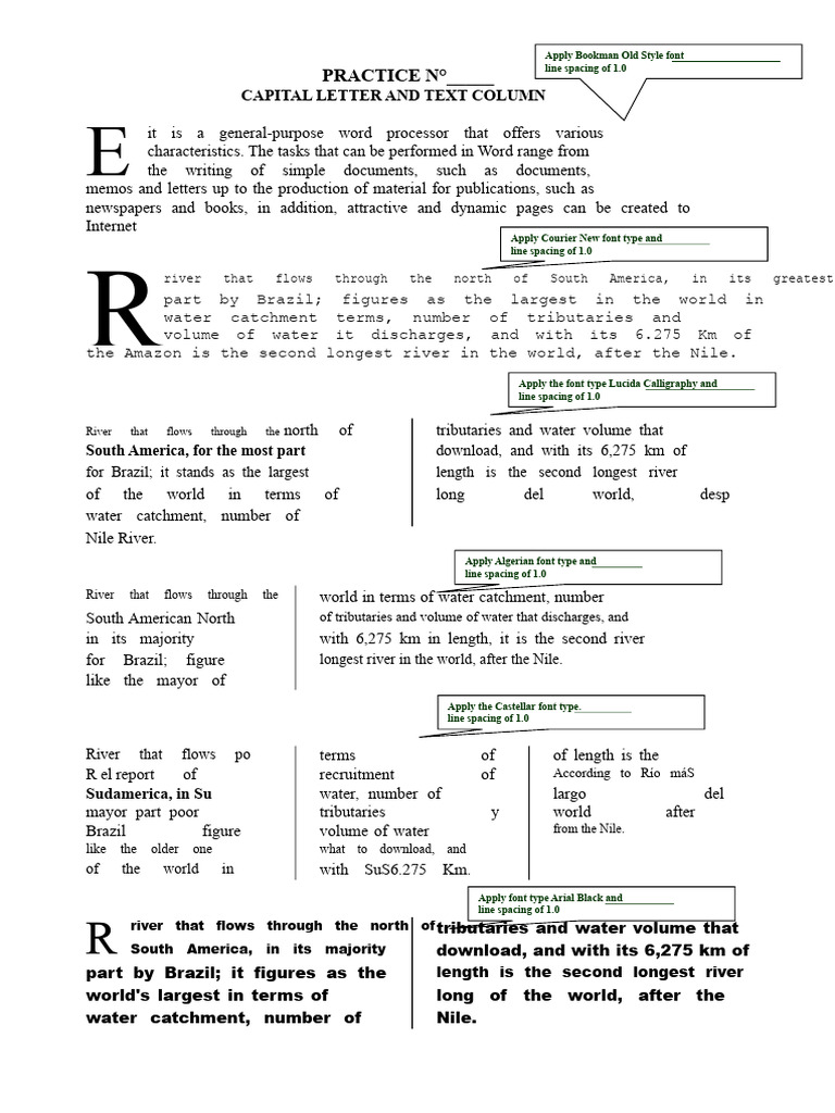 Practice Capital Letter and Text Columns | PDF | Typefaces | Graphic Design
