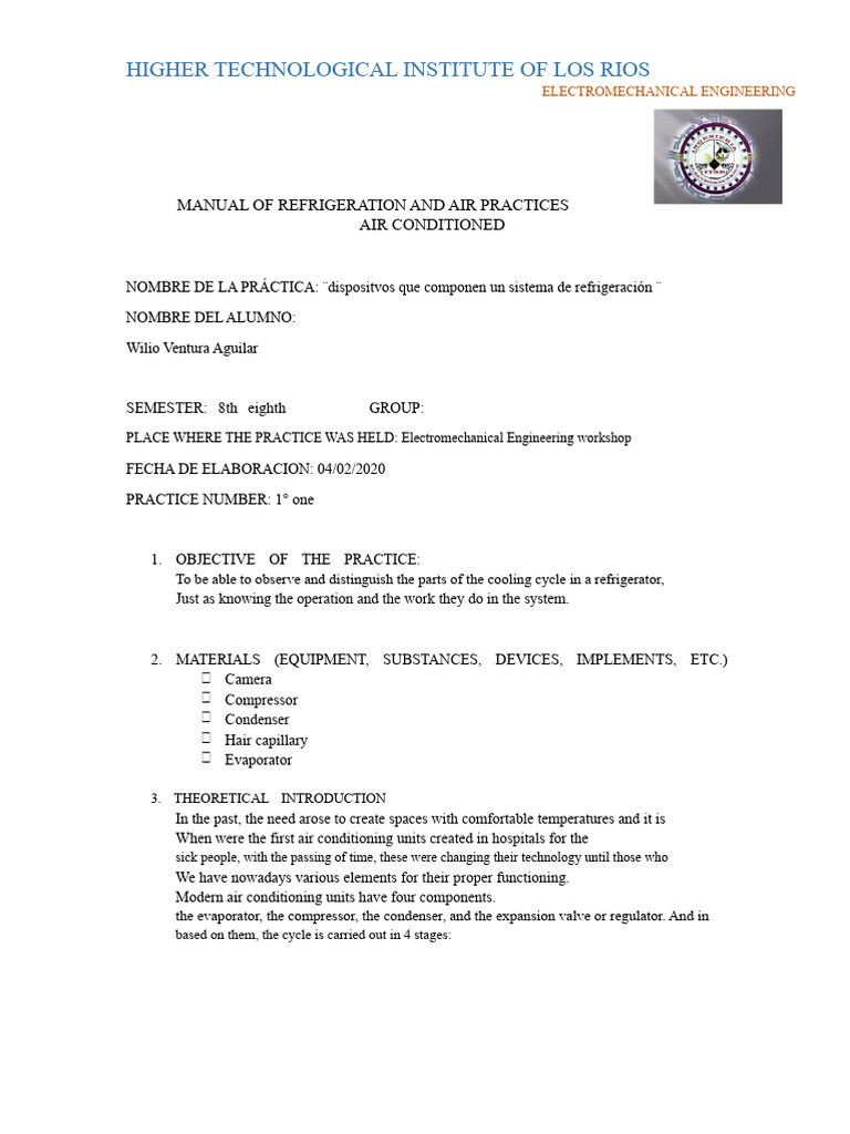 REPORT ON REFRIGERATION AND AIR CONDITIONING PRACTICES | PDF ...