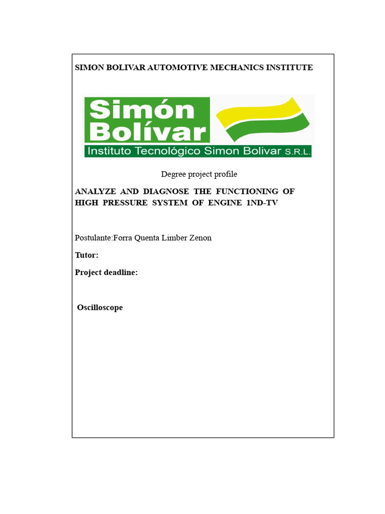 Simon Bolivar Automotive Mechanics Institute | PDF