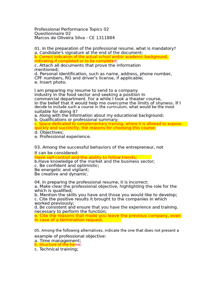 Professional Performance Topics 02-Q02 (1) | PDF