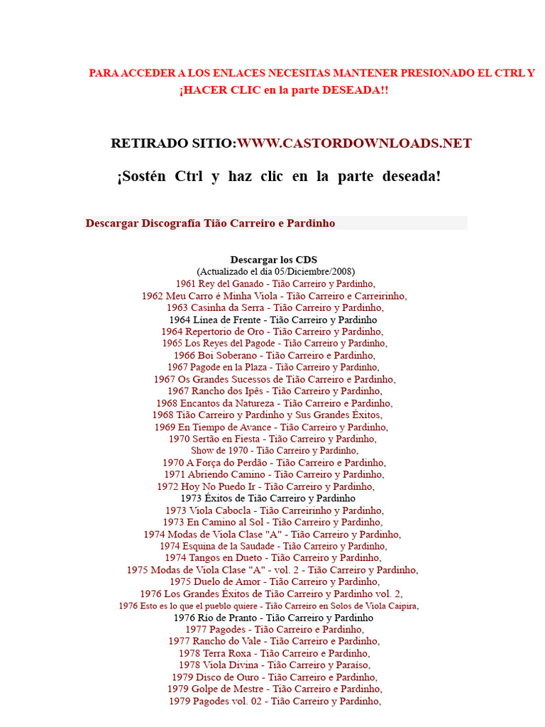Descargar Discografía Tiao Carreiro y Pardinho | PDF