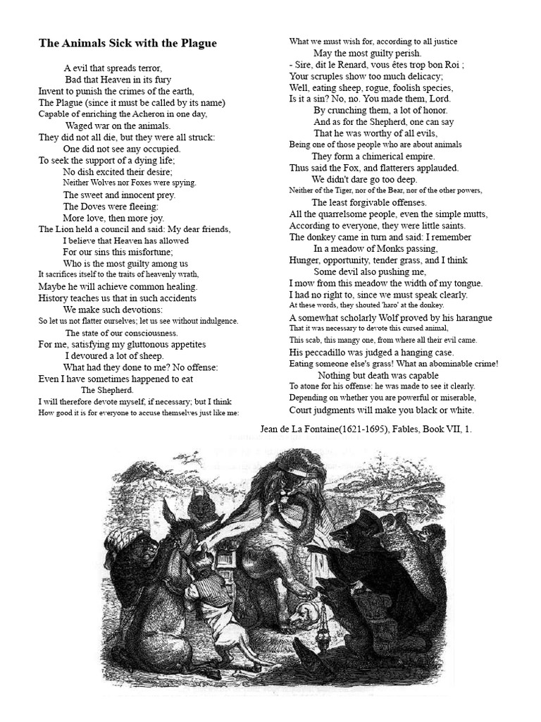 The Animals Sick with the Plague La Fontaine Commentary | PDF