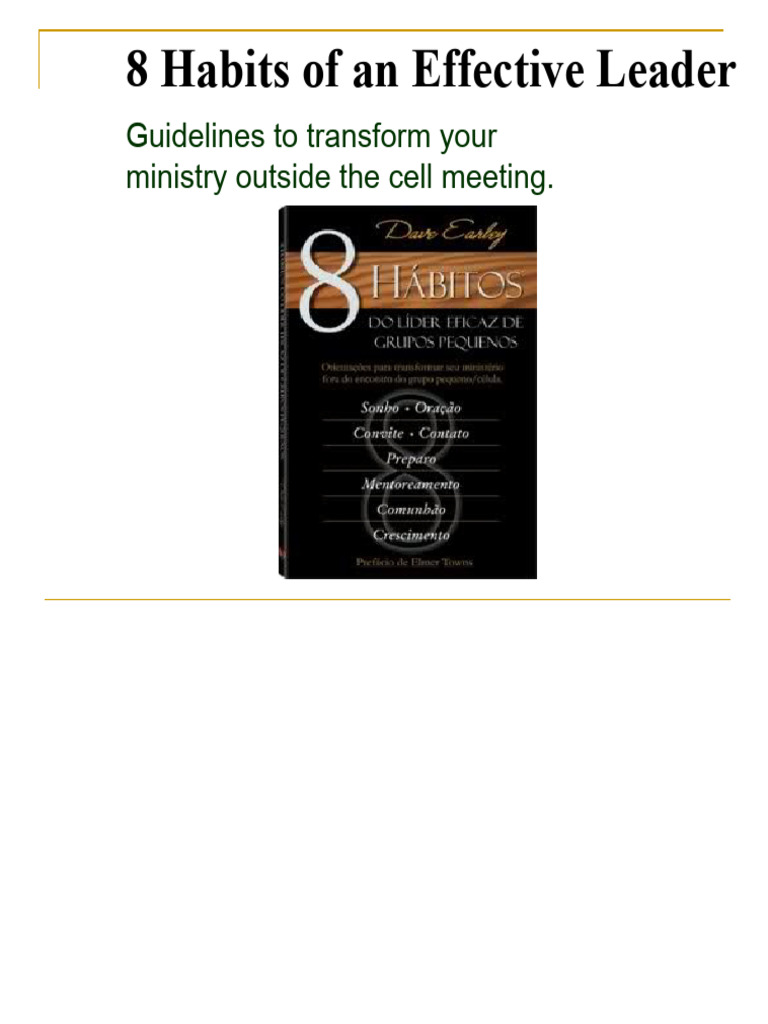8 Leadership Habits for Cell Growth | PDF | Prayer | Disciple ...