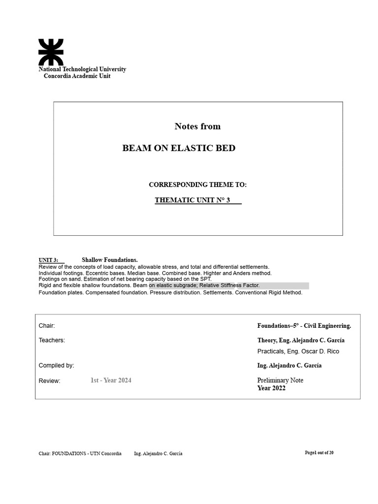 BEAM ON ELASTIC FOUNDATION - (Review 2024) | PDF | Beam (Structure ...