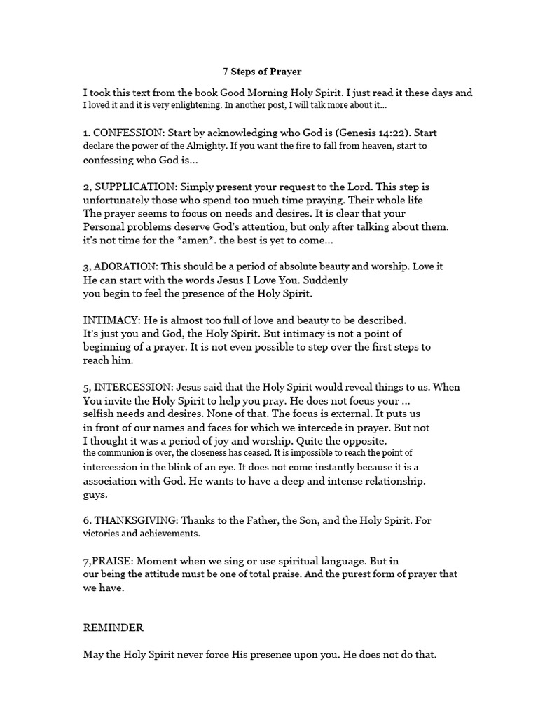 7 Steps of Prayer | PDF | Prayer | God