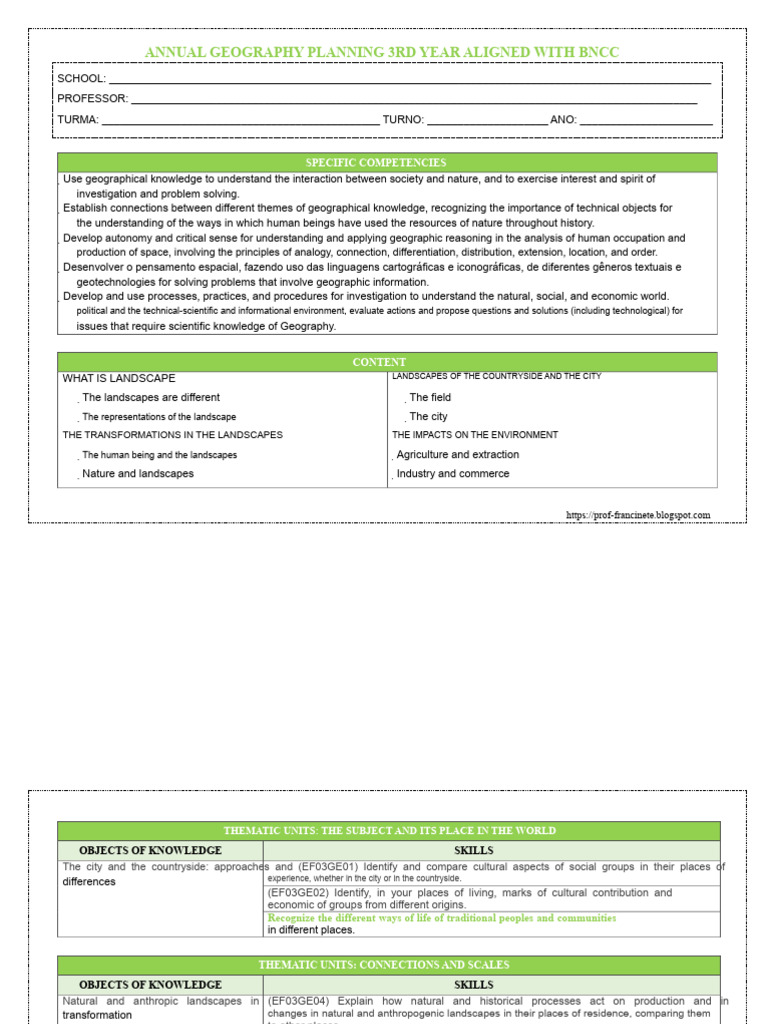 Annual Geography Planning 3rd Year Aligned With BNCC | PDF | Geography ...
