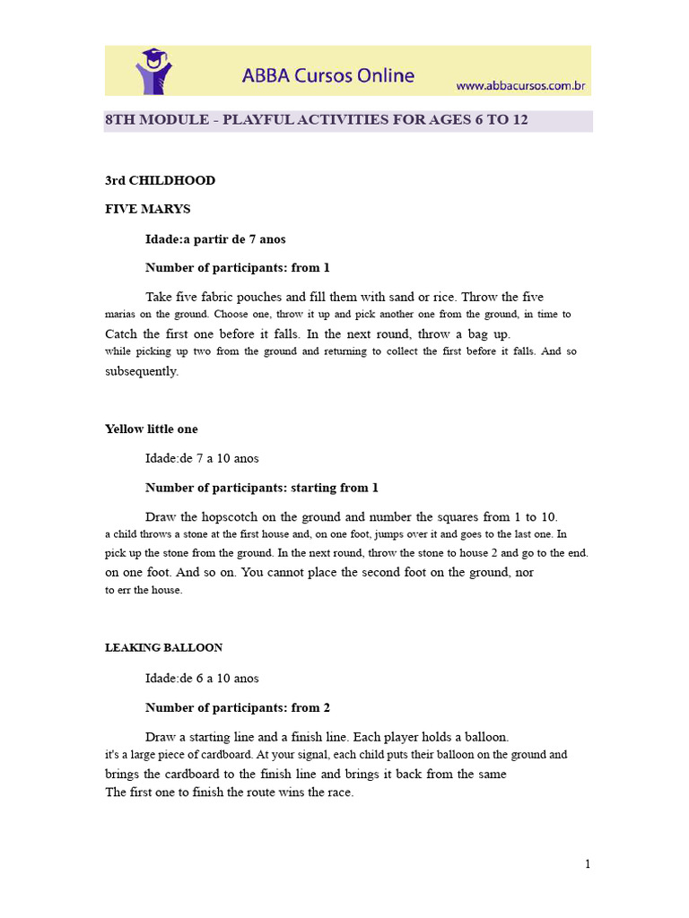 8 FUN ACTIVITIES FOR AGES 6 TO 12 | PDF