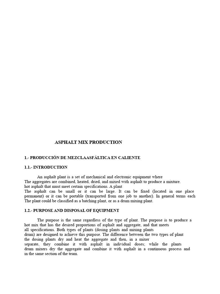 Hot Asphalt Mix Production Process | PDF | Concrete | Emulsion