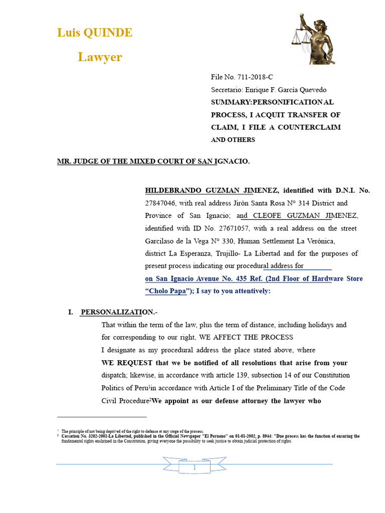 Response To The Complaint and File Counterclaim | PDF | Lawsuit | Justice