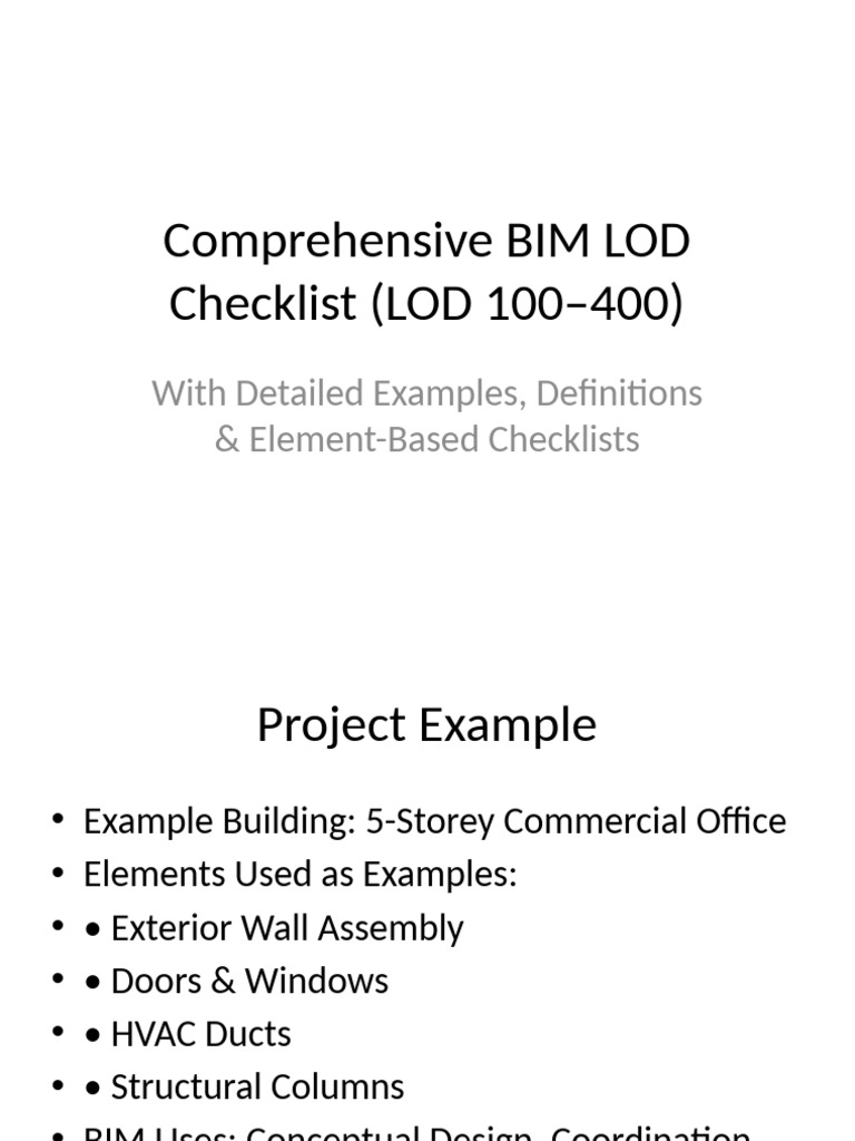 BIM LOD Checklist: Levels 100-400 Guide | PDF | Building Information ...
