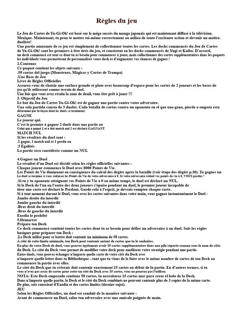 Règles du Jeu de Cartes Yu-Gi-Oh! | PDF | Appareils de jeu | Jeux de table