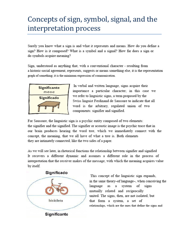 Concepts of sign, symbol, signal, and the process of interpretation ...