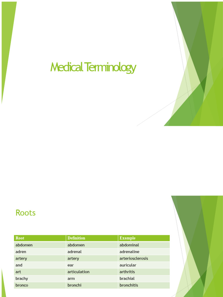 Medical Terminology Root Definitions | PDF