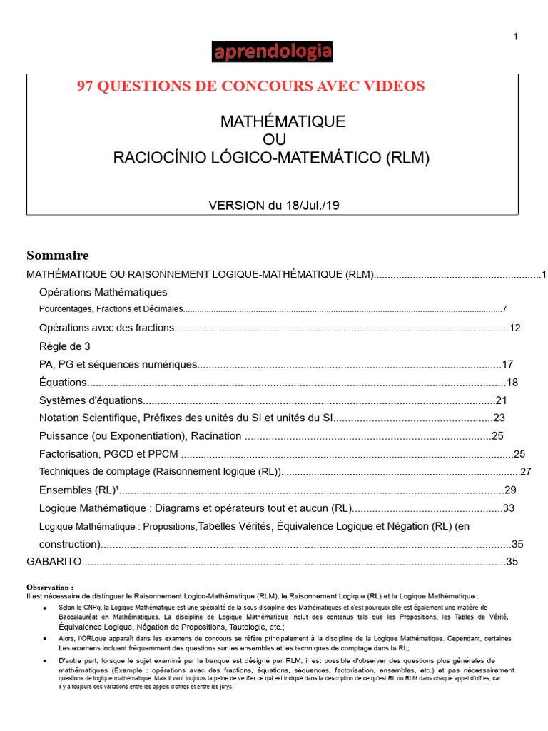 97 Questions de Mathématiques et RLM | PDF | Logique mathématique ...