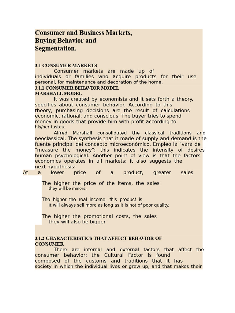 Consumer and Business Markets Unit 3 Marketing | PDF | Marketing ...