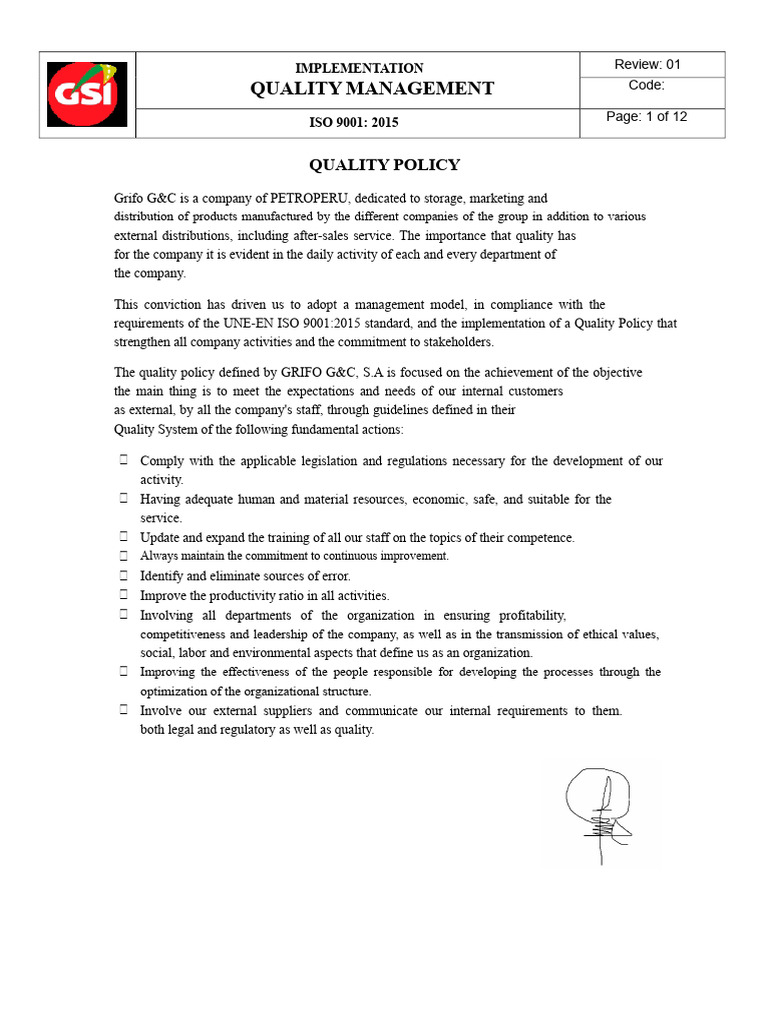 5.2 Complete Quality Policy | PDF | Quality Management | Occupational ...
