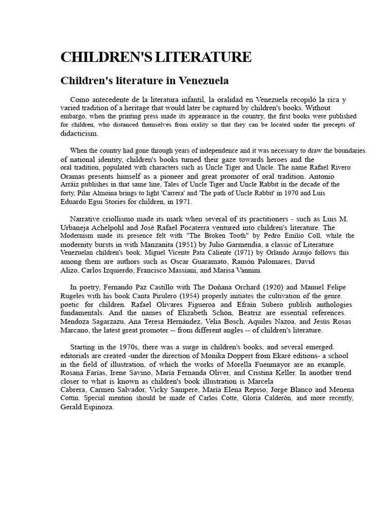 Origin of Children's Literature | PDF | Poetry | Children's Literature