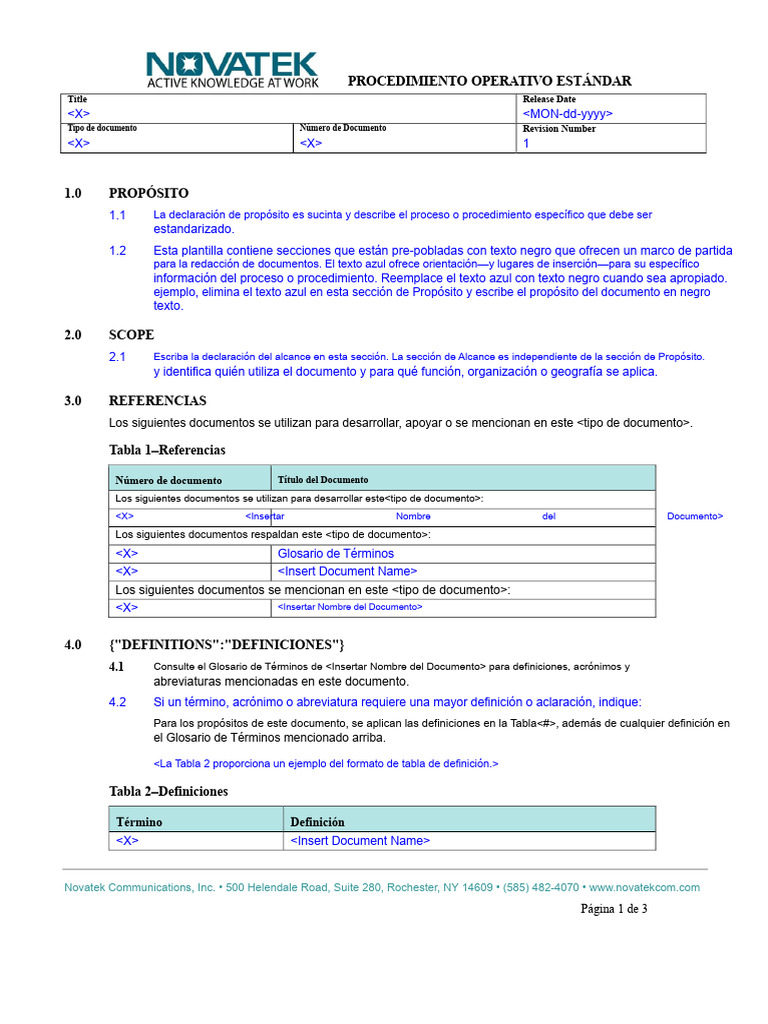Plantilla de Procedimiento Operativo Estándar | PDF | Informática