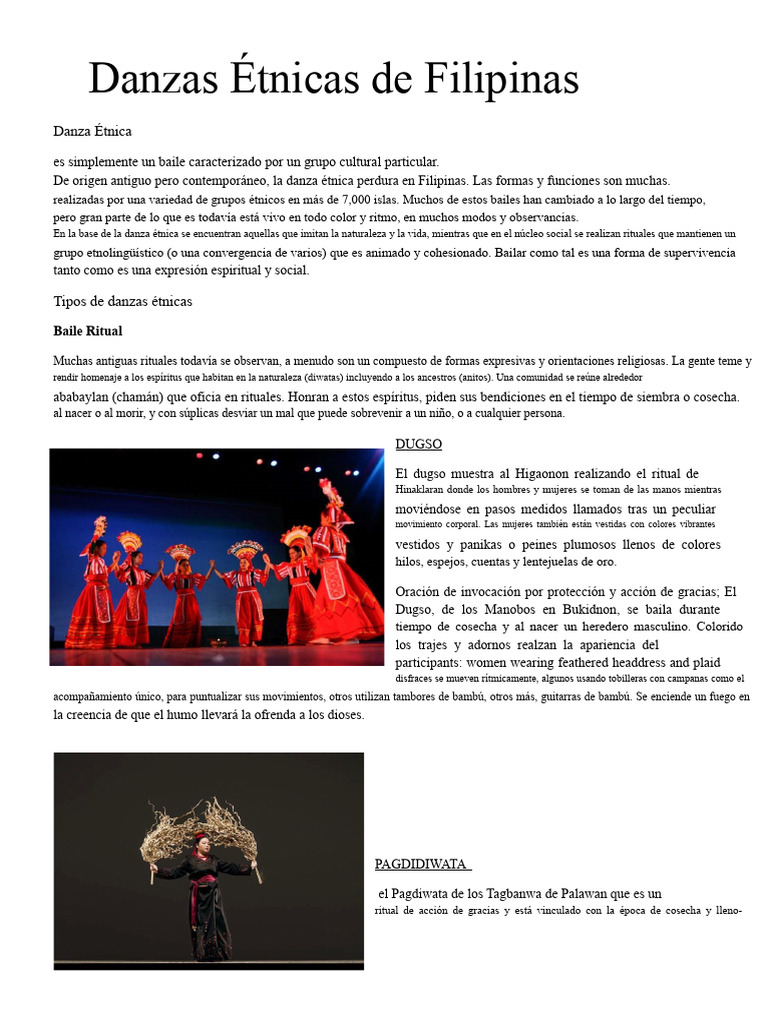 Danzas Étnicas de Filipinas | PDF | Bailes | Rituales