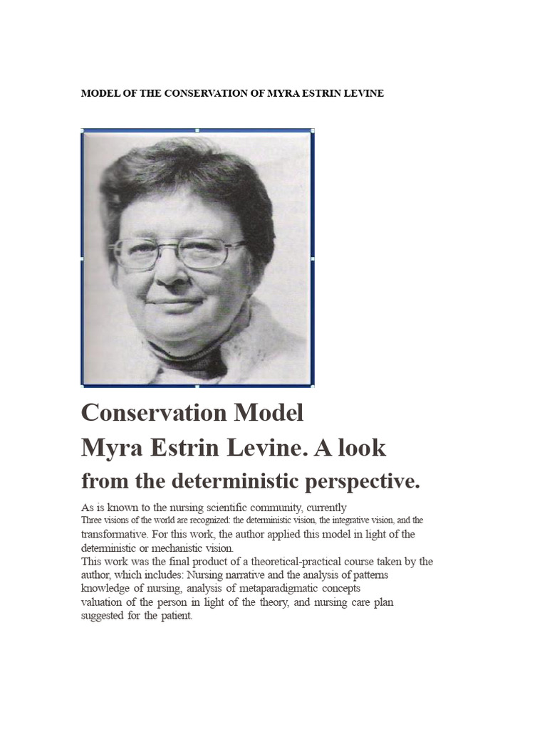 Myra Estrin Levine's Conservation Model | PDF | Nursing | Integrity