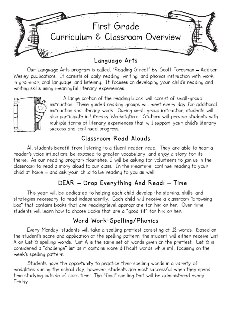 1st Grade Curriculum & Classroom Overview | PDF | Phonics | Reading ...