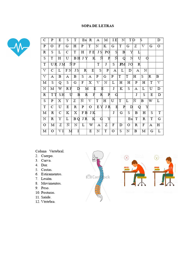 Sopa de Letras sobre Salud y Anatomía | PDF