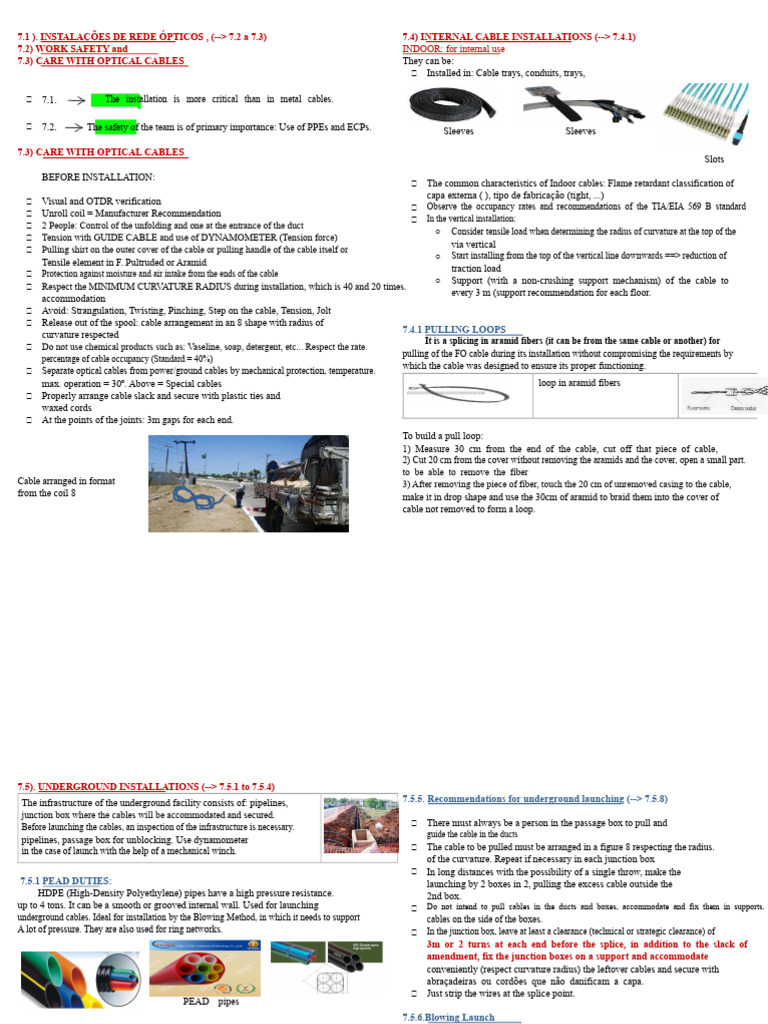 Fiber Optic Installation Procedure | PDF | Optical Fiber | Manufactured ...