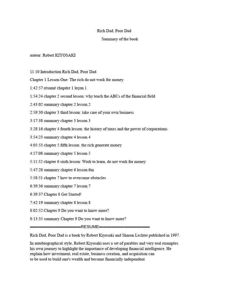 Rich Dad Poor Dad Book Summary | PDF