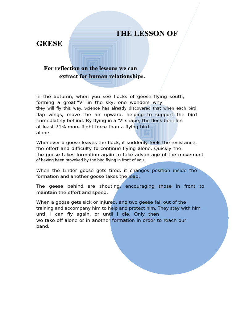 THE LESSON OF THE GEESE.docx | PDF