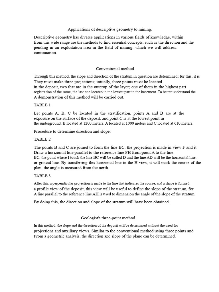 Applications of Descriptive Geometry To Mining | PDF | Line (Geometry ...