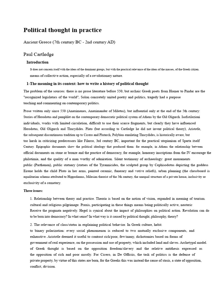 Greek Political Thought and Practice | PDF | Tyrant | Homer