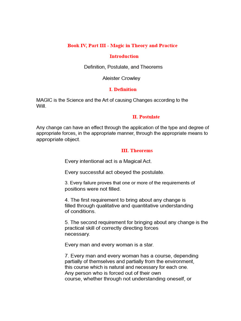 A. Crowley - Book IV Magick in Theory and Practice | PDF | Force ...