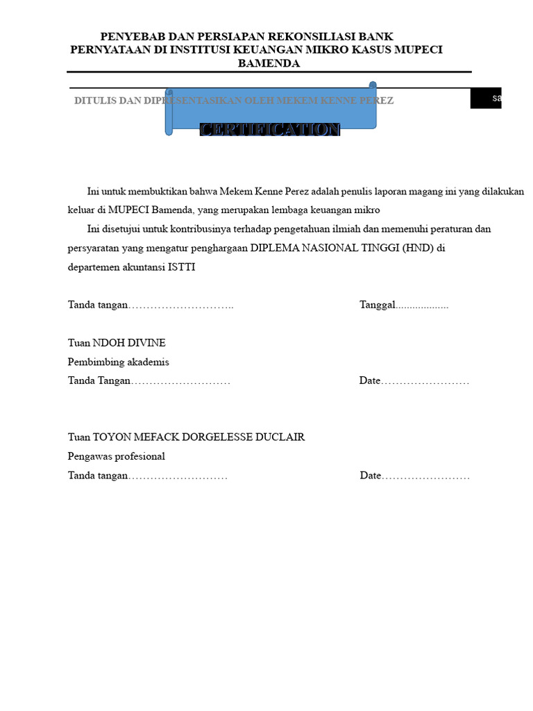 Penyebab Rekonsiliasi Bank di MUPECI | PDF