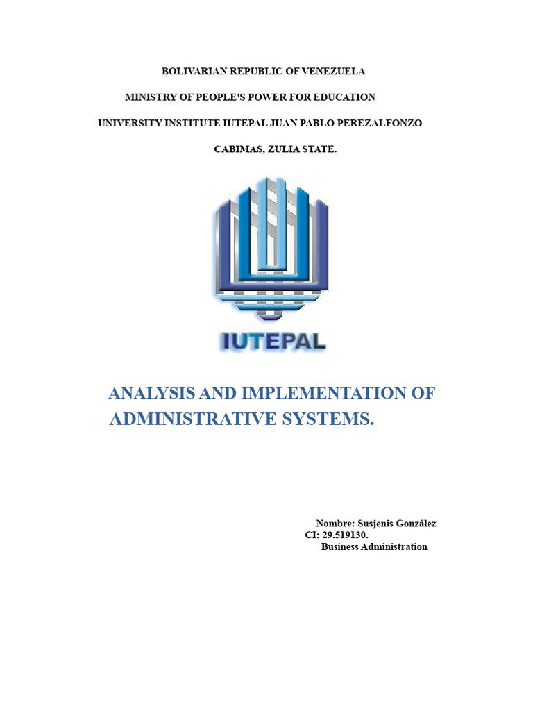 ANALYSIS AND IMPLEMENTATION OF ADMINISTRATIVE SYSTEMS. | PDF ...