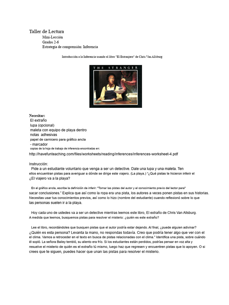 Mini-Lección Sobre La Inferencia Utilizando "El Extranjero" | PDF