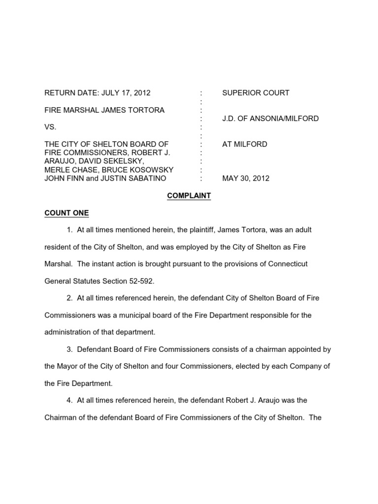 Tortora Complaint | PDF | Intentional Infliction Of Emotional Distress | Tortious Interference