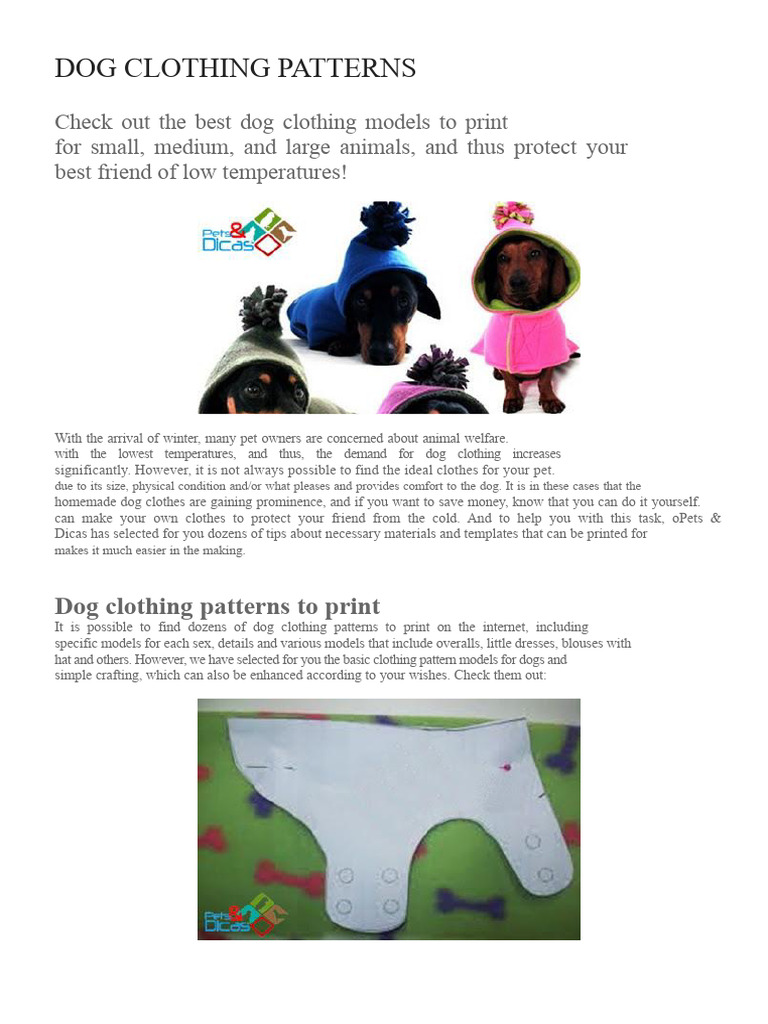 Dog Clothing Patterns | PDF | Clothing | Seam (Sewing)